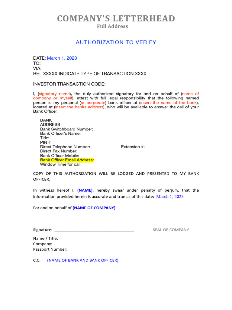 Authorization To Verify.2023-03.01 | PDF | Politics | Law