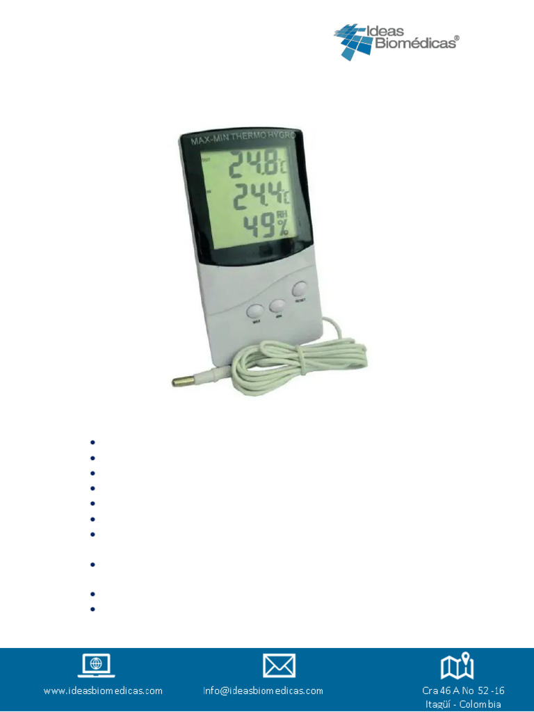 Ficha Técnica Termohigrómetro | PDF