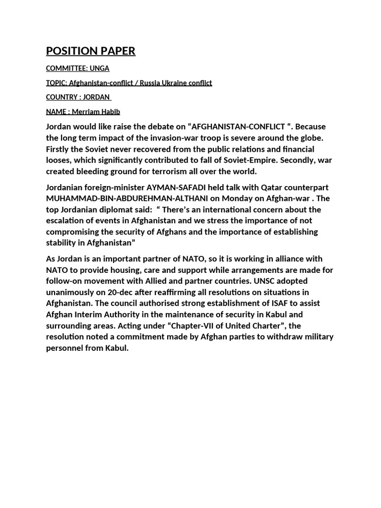 Position Paper JORDAN ?? | PDF | Politics