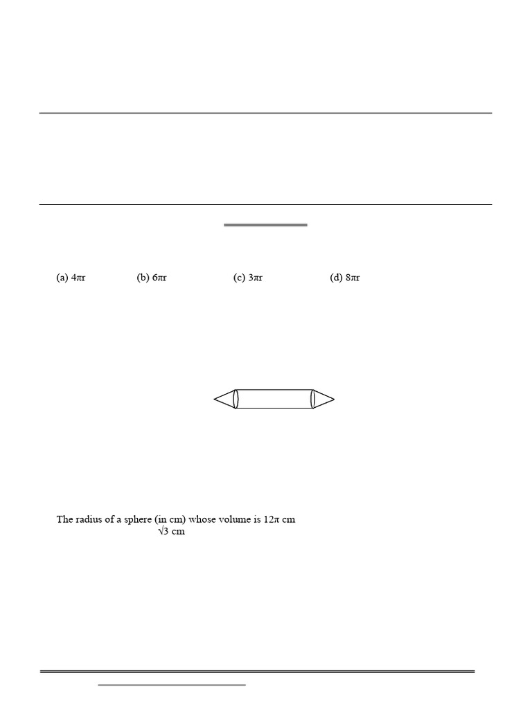 Maths Class X Chapter 12 Surface Areas and Volumes Practice Paper 14 Maths Basic 2024 | PDF ...