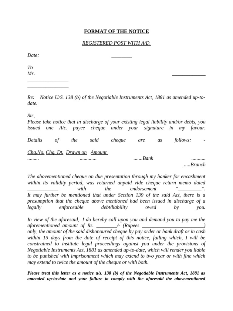 138 Legal Notice Format | PDF
