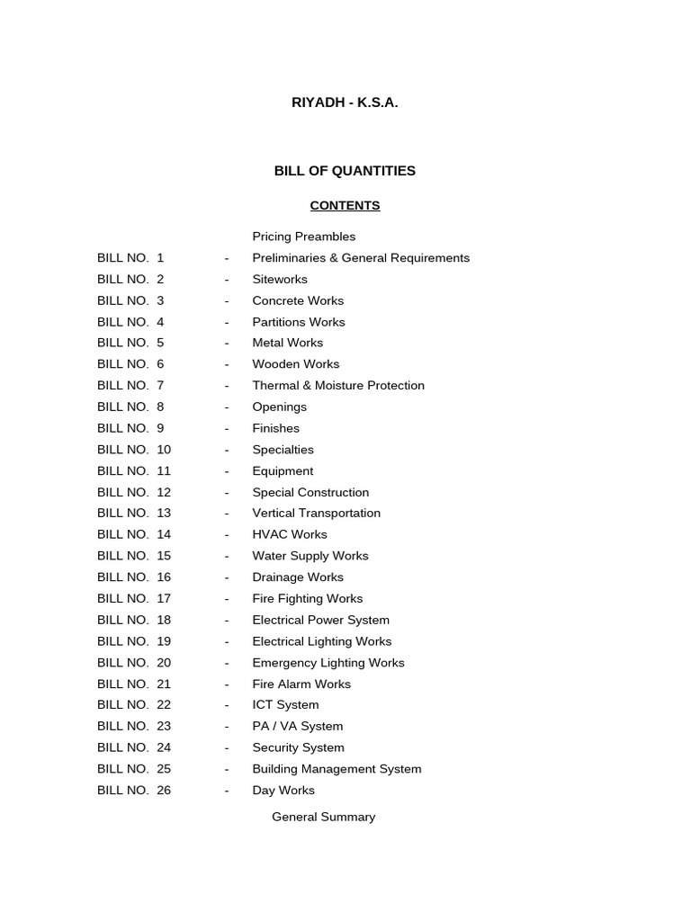 BOQ Package Main Works Quote | PDF | Specification (Technical Standard ...