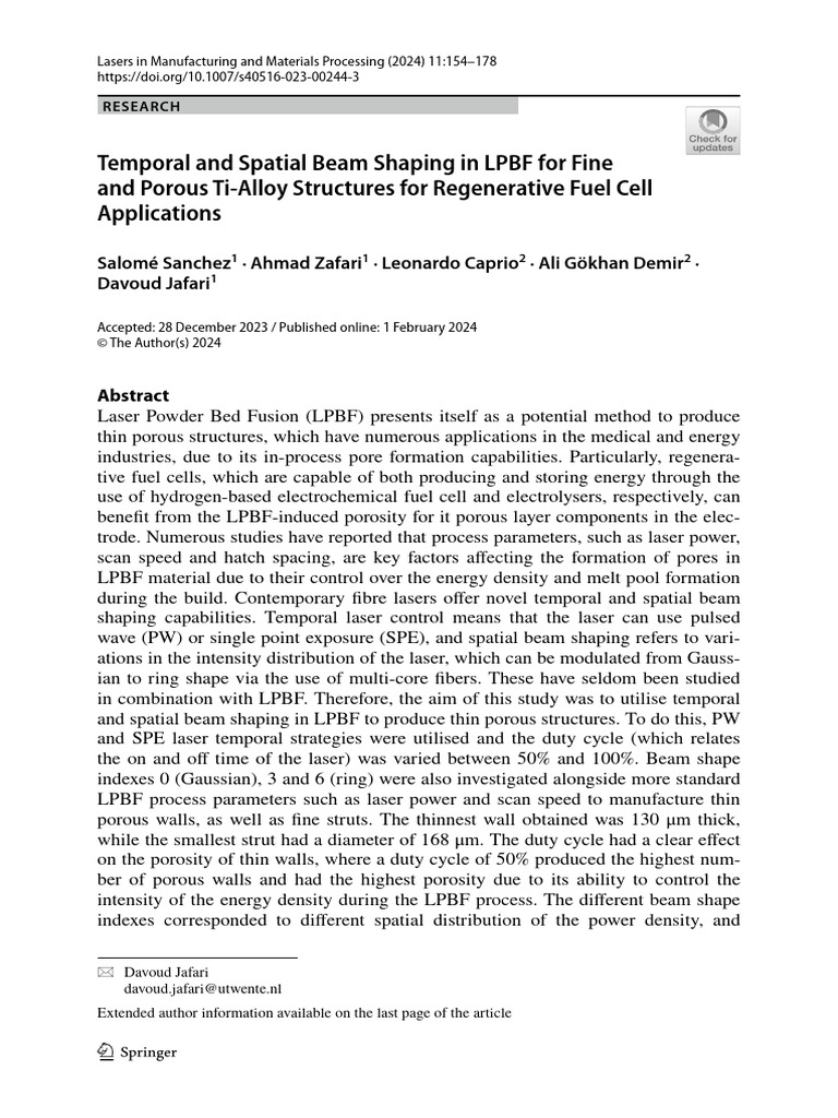 Temporal and Spatial Beam Shaping in LPBF For Fine and Porous Ti-Alloy Structures For ...