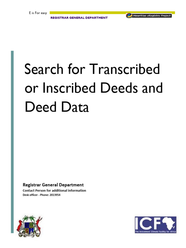 Deed Search Guide: Registrar General | PDF | Computing
