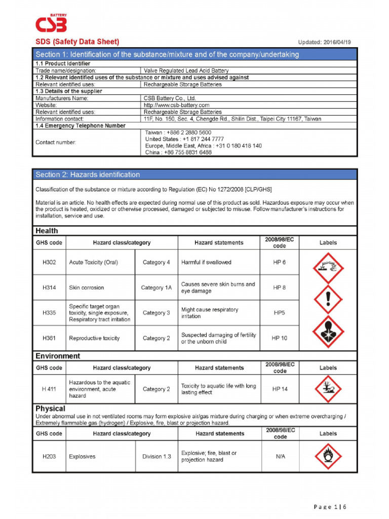 CSB Safety Data Sheet | PDF