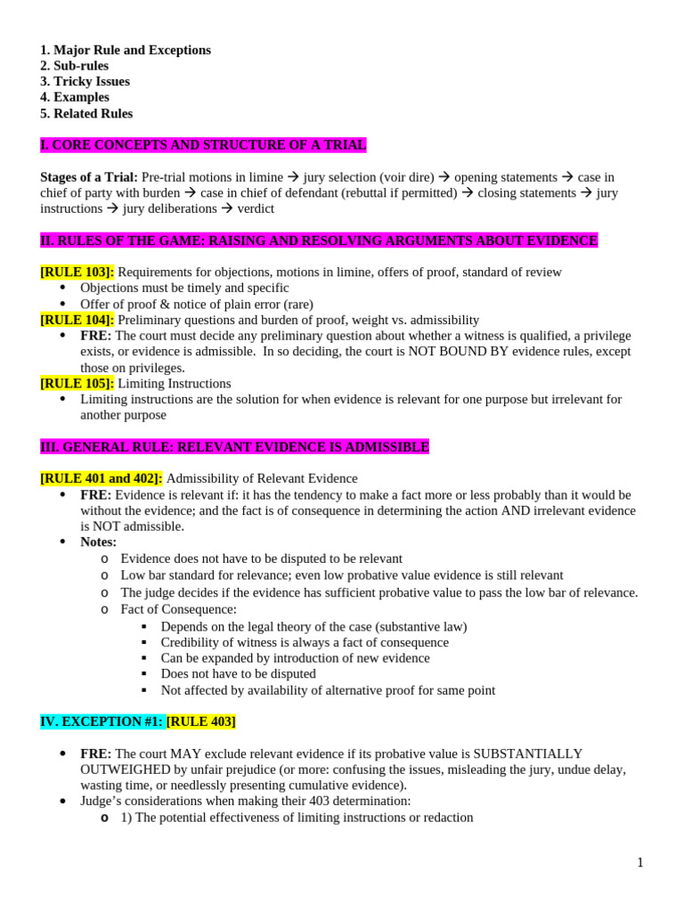 Evidence Outline | PDF | Witness Impeachment | Witness
