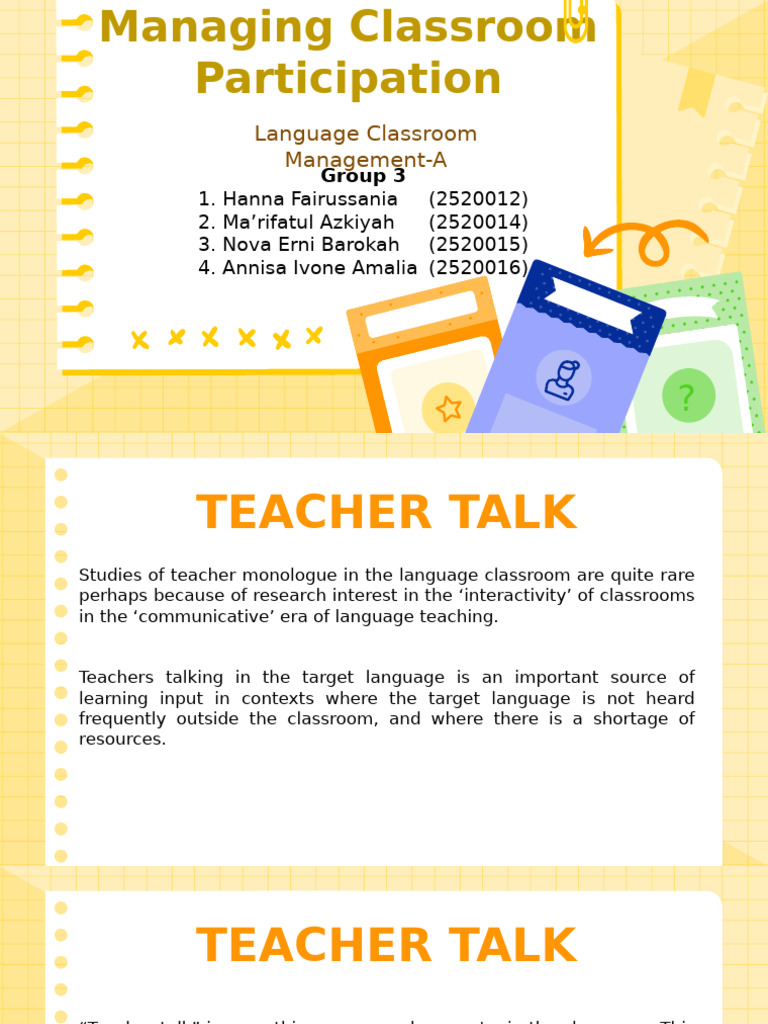 Group 3 - Managing Classroom Participation | PDF | Learning | Teachers