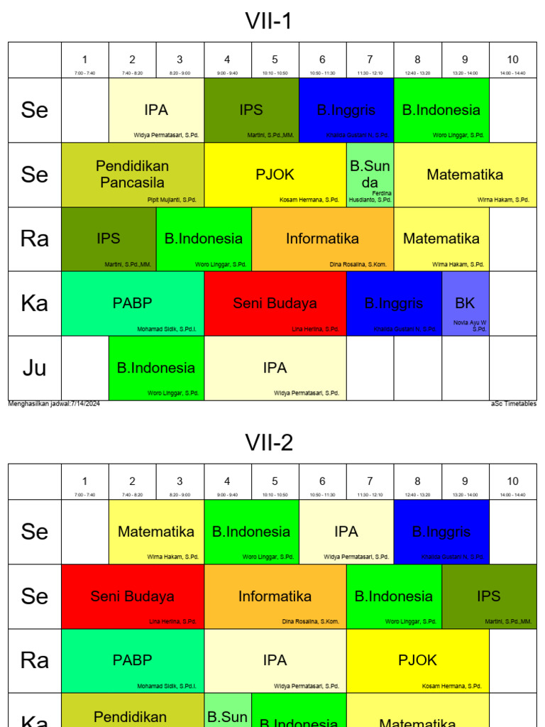 II - Jadwal Kelas 2425 | PDF