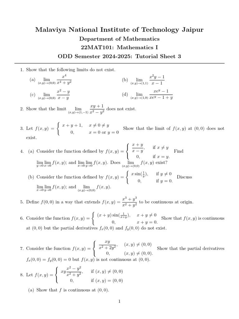 Limits and Continuity in Multivariable Calculus | PDF | Mathematical ...
