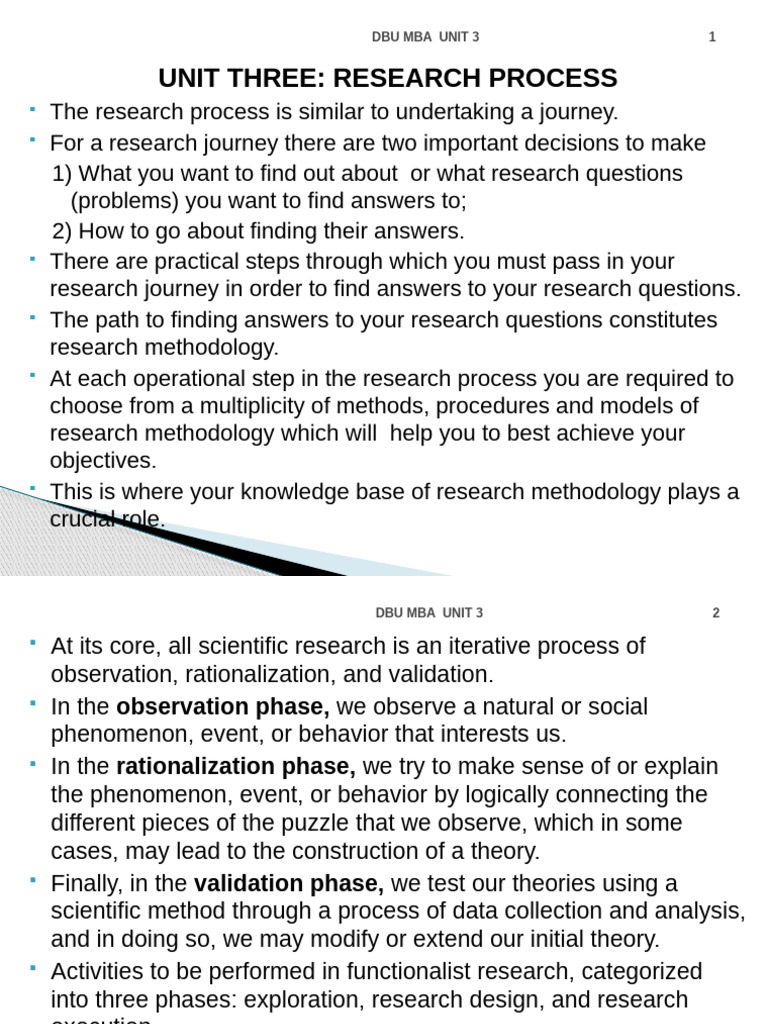 DBU MBA UNIT 3 INT & 3.1 Research Meth 1 | PDF | Methodology | Scientific Method