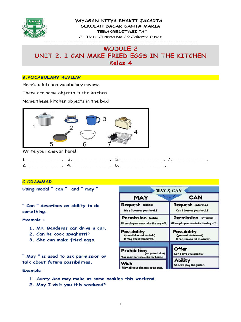 Unit 3 Module 2 | PDF | Kitchen | Cooking