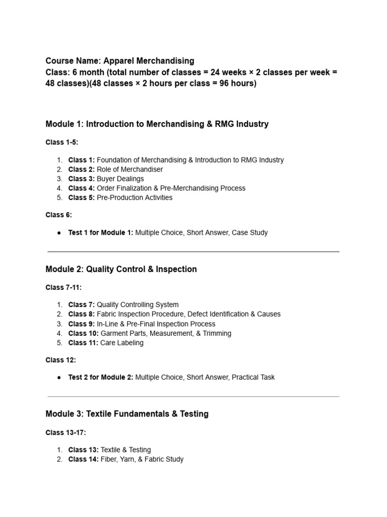 Apparel Merchandising Long and Short Course | PDF | Textiles | Dyeing