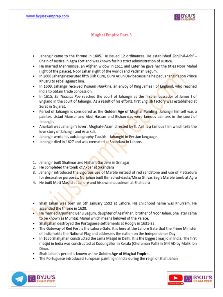 Jahangir and Shah Jahan: Mughal Legacy | PDF | Mughal Empire