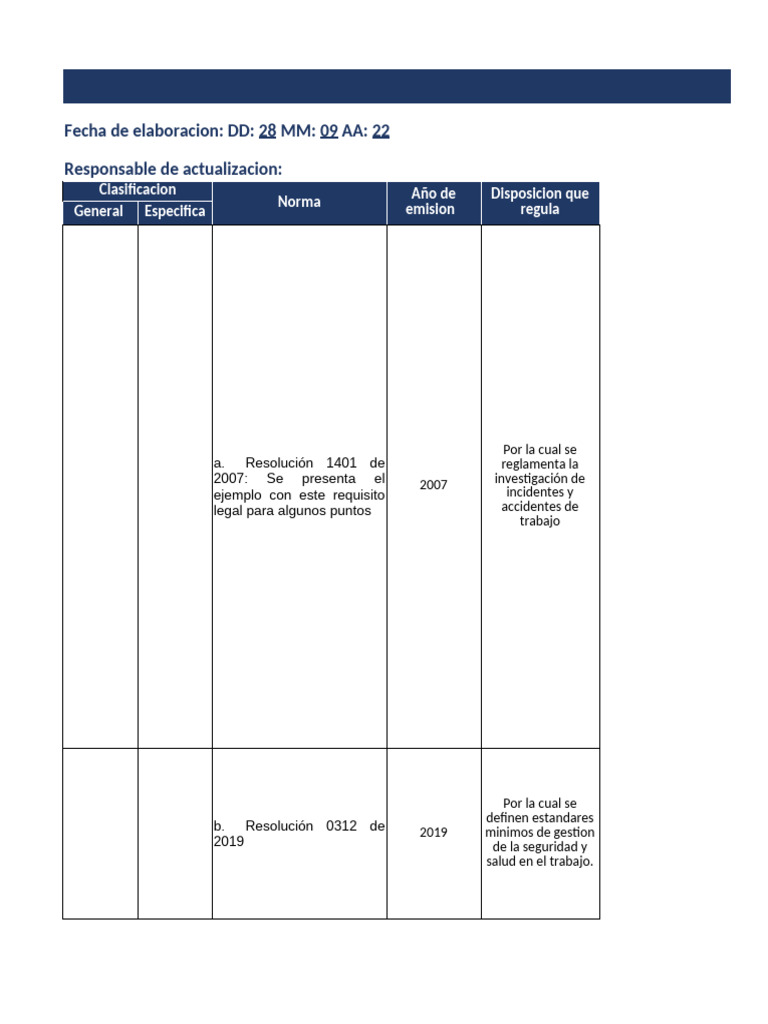 Matriz Legal en Blanco | PDF | Compartir (Finanzas)