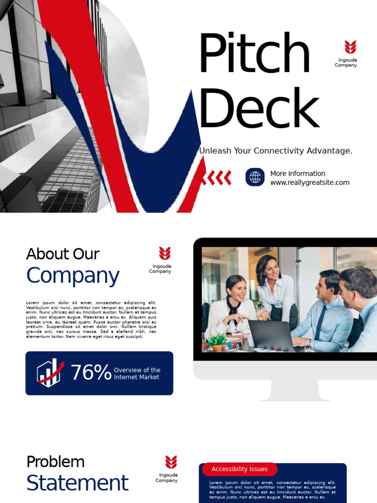Blue and Red Modern Pitch Deck Presentation | PDF