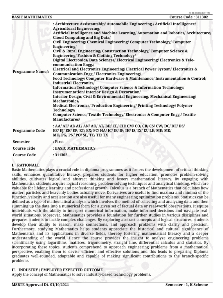 311302-Basic Mathematics | PDF | Trigonometric Functions | Matrix (Mathematics)
