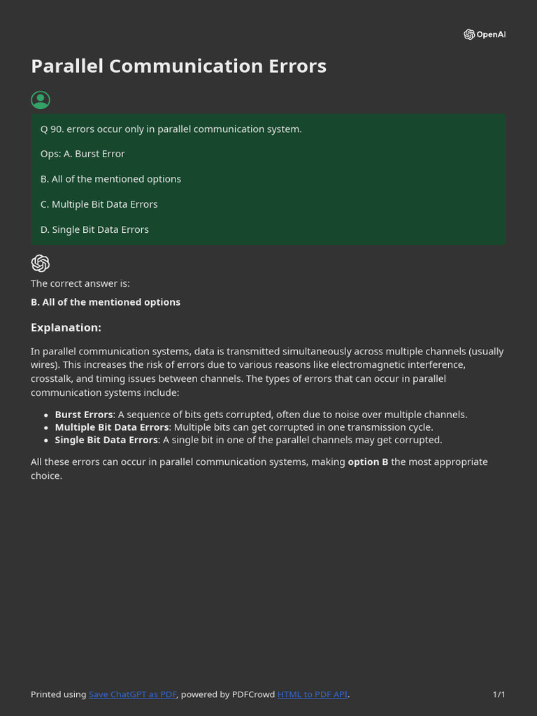 Parallel Communication Errors: Explanation | PDF | Science & Mathematics | Technology & Engineering
