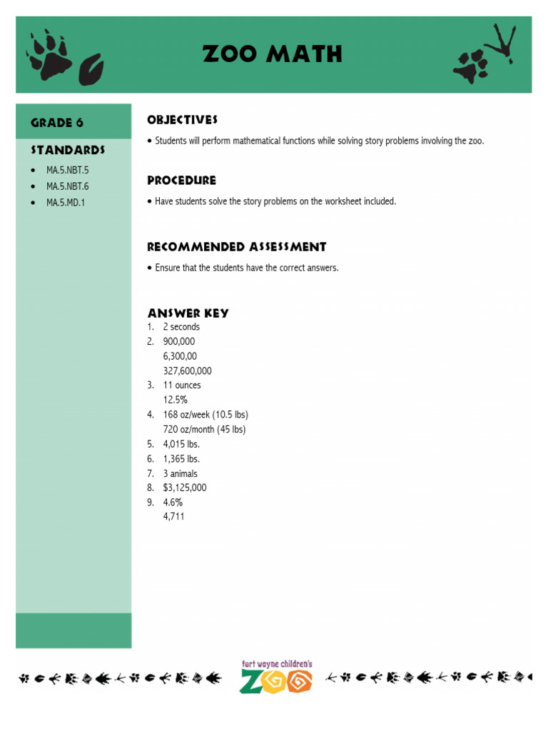 Zoo-Math | PDF | Zoo | Bat