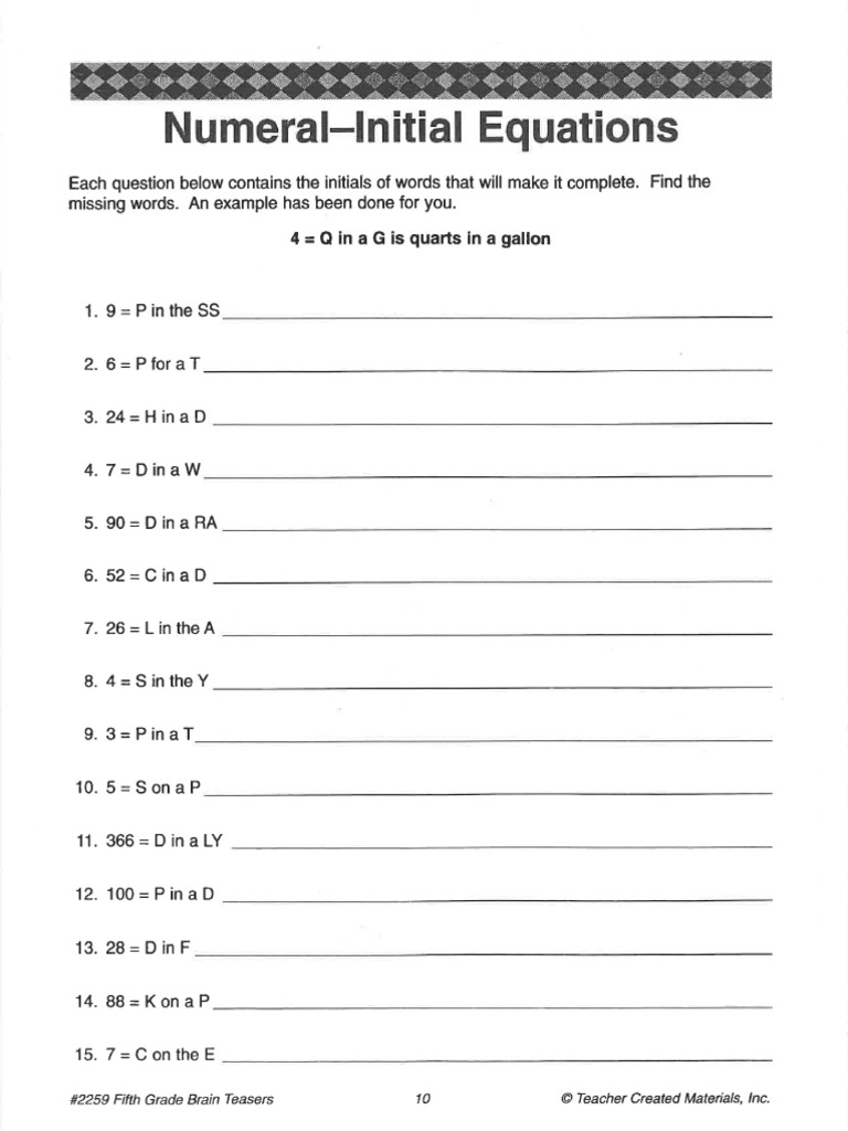 Equations #2 Brain Teaser | PDF