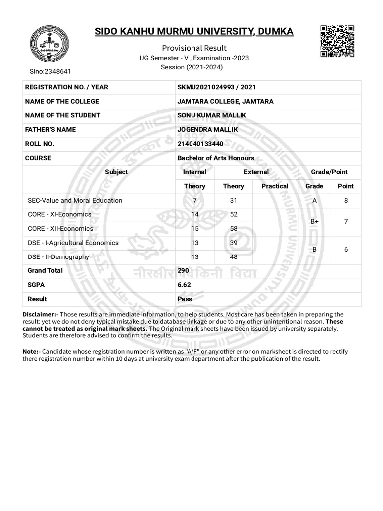 Sonu Result | PDF