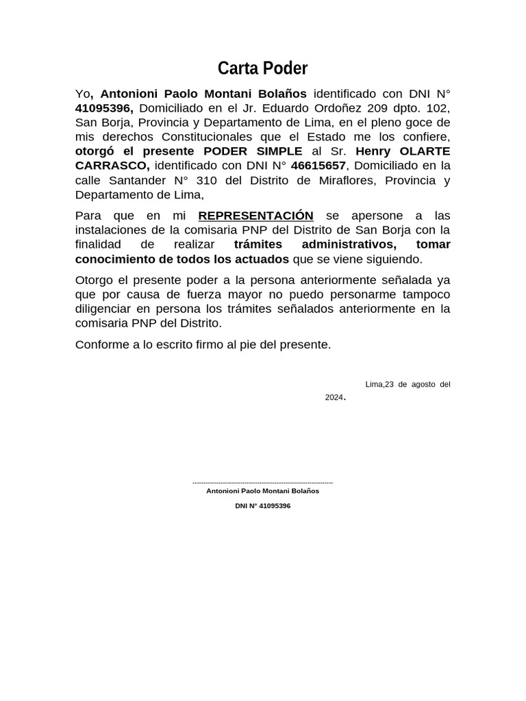 Carta Poder Simple | PDF