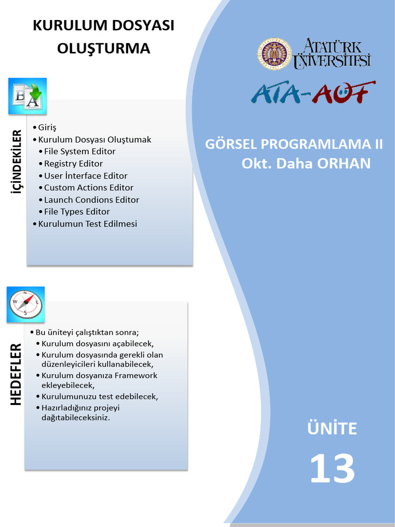 Ünite - 13 Kurulum Dosyası Oluşturma | PDF