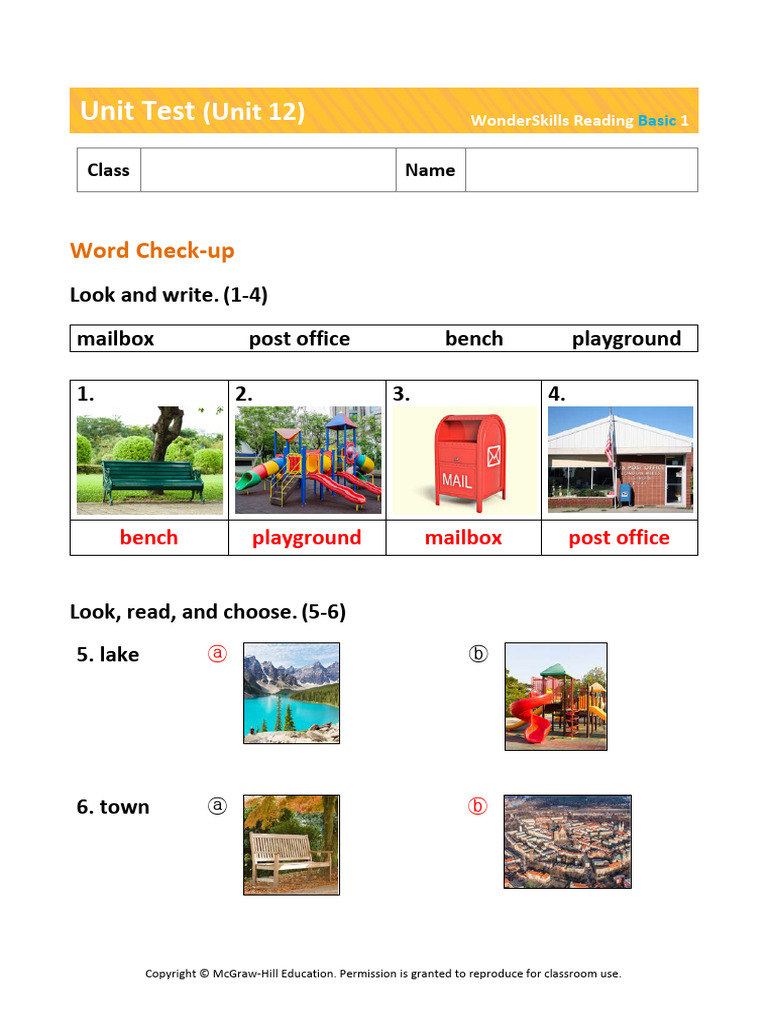 Unit Test - Basic 1 - Unit 12 - Answer Key | PDF