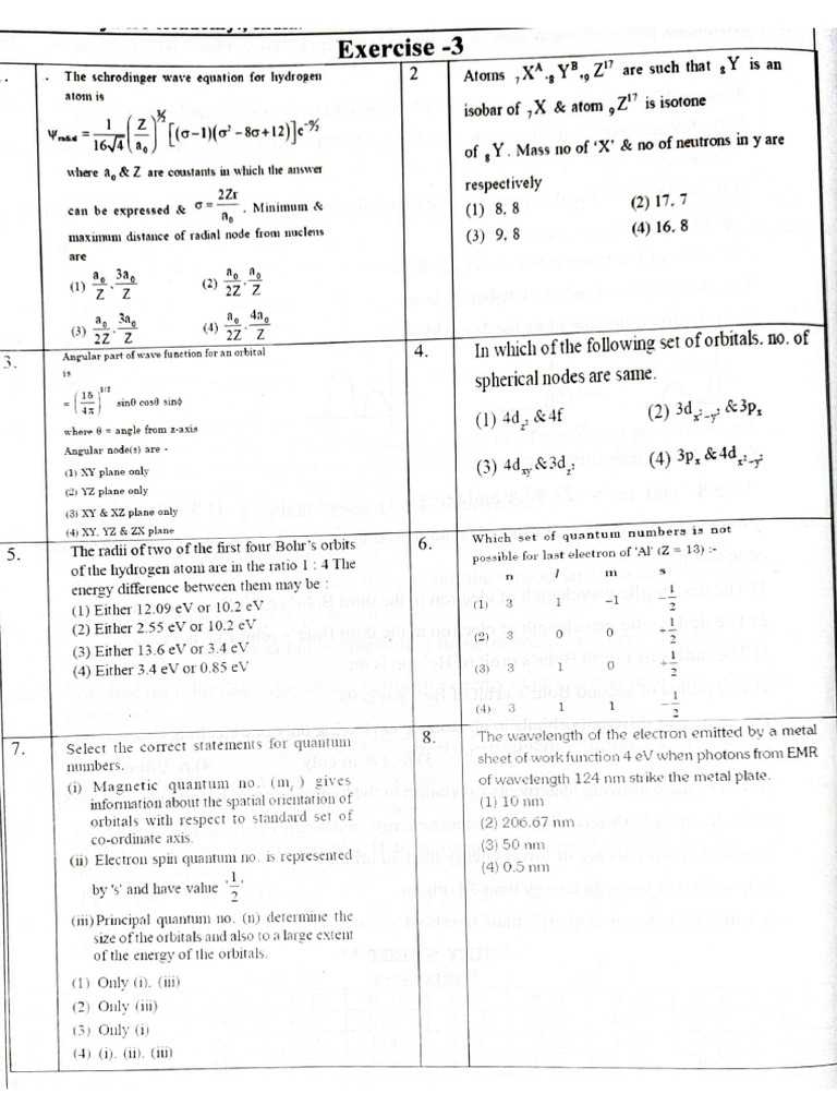 Atomic Structure Assignment 2 | PDF