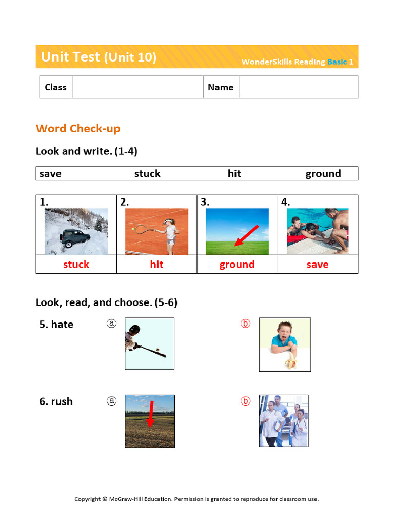 Unit Test - Basic 1 - Unit 10 - Answer Key | PDF