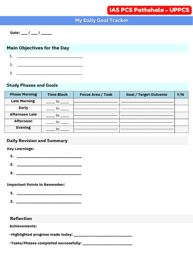 My Daily Progress Tracker | PDF