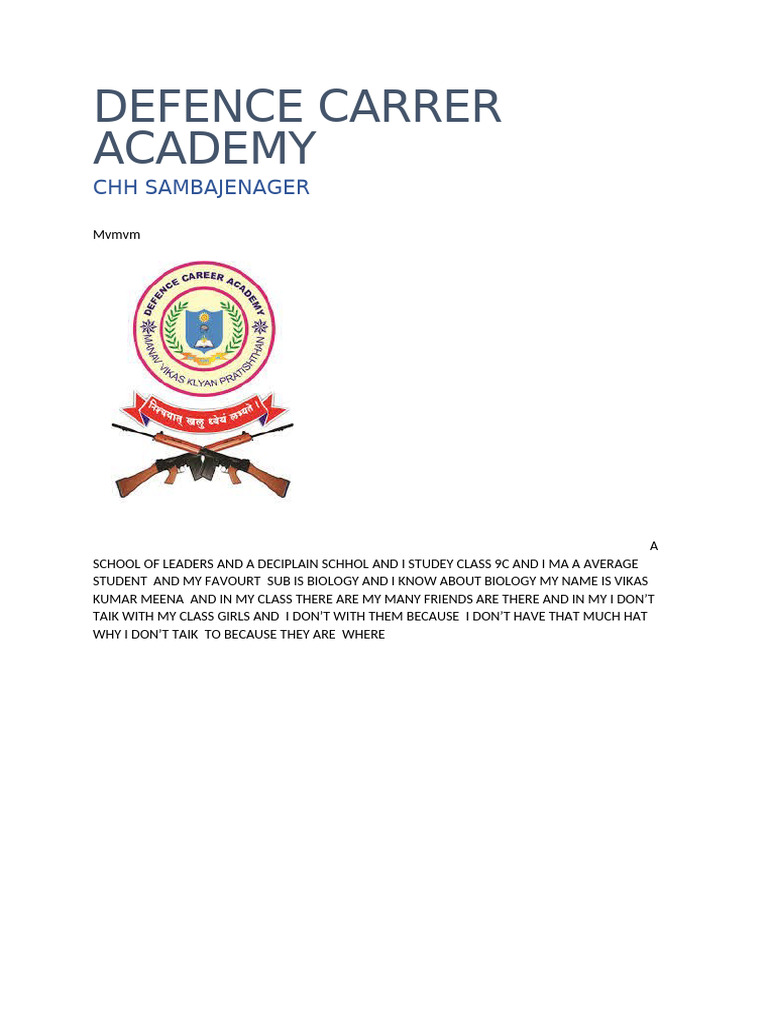 Student Life at Defence Academy | PDF