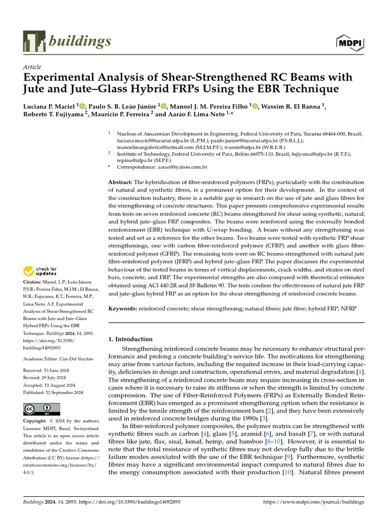 Experimental Analysis of Shear-Strengthened RC Beams With Jute and Jute-Glass Hybrid FRPs Using ...