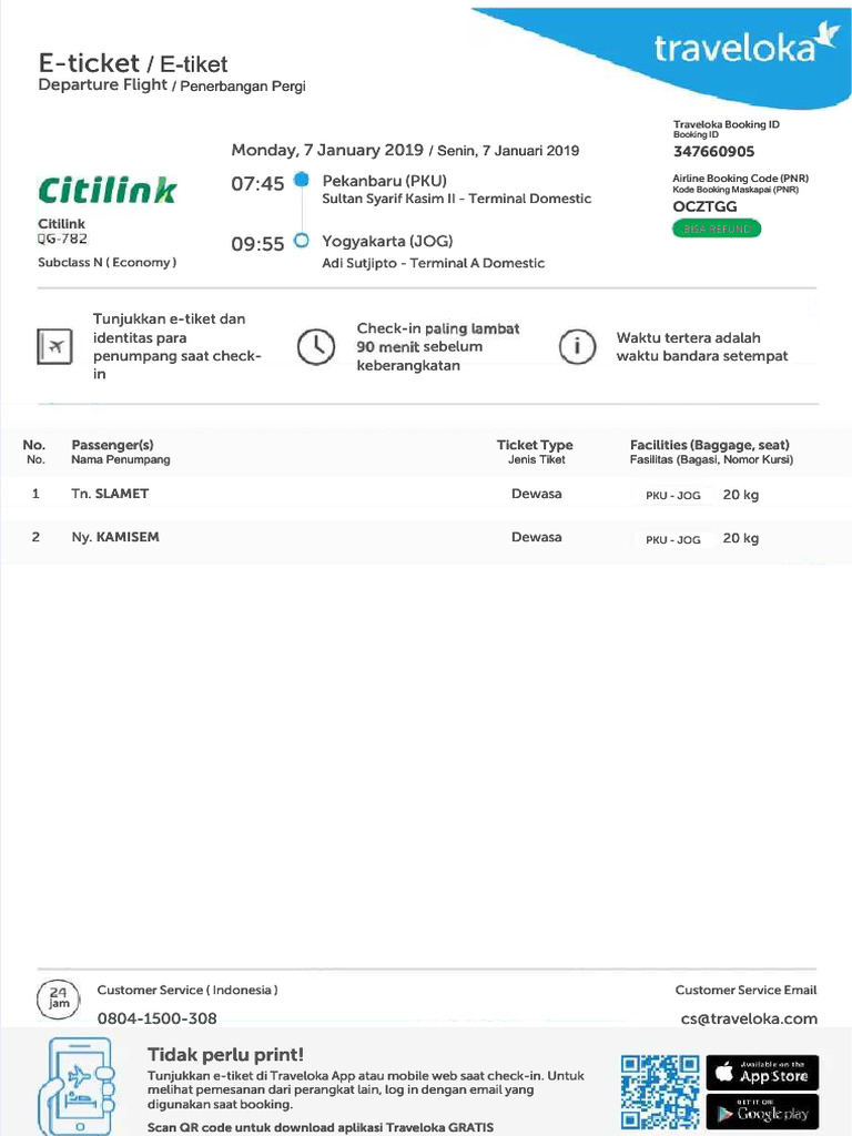 PDF Contoh Tiket Traveloka Compress | PDF