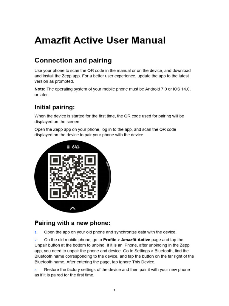Amazfit Active User Manual: Connection and Pairing | PDF | Swimming (Sport) | Sleep