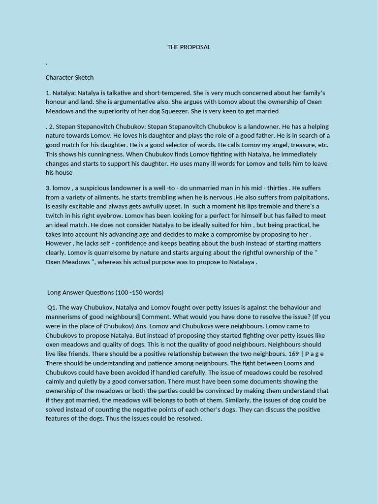 The PROPOSAl by Anton Chekov | PDF | General Fiction