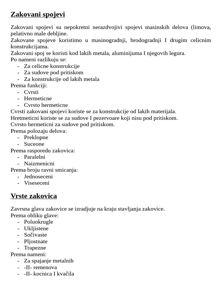 Tehnologija Mehanickih Spojeva 1 | PDF