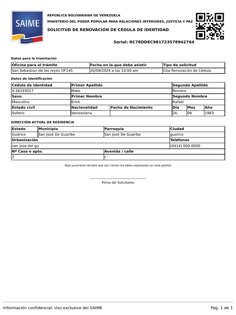 Renovacion Cedula Venezolano | PDF