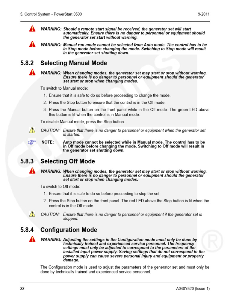 PowerStart 0500 Control System Guide | PDF | Power Supply | Menu (Computing)