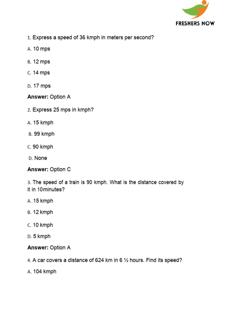 Adobe Aptitude Placement Sample Paper | PDF | Speed | Velocity
