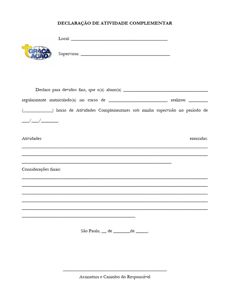 Declaração de Atividades Complementares | PDF