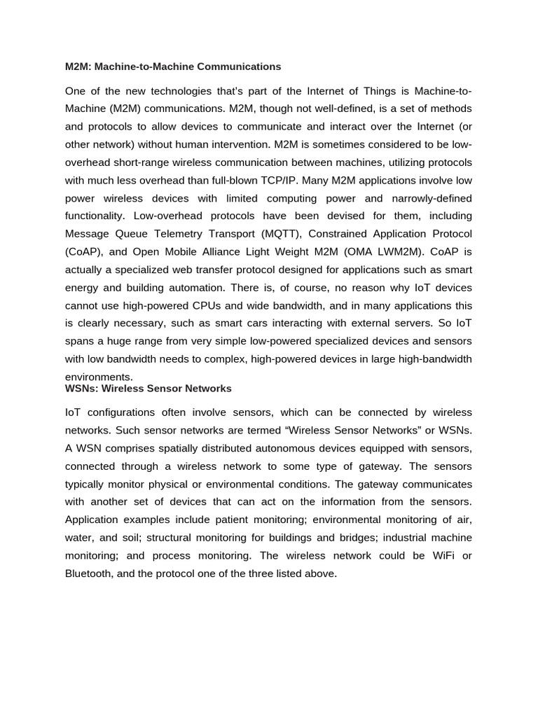 M2M and WSN | PDF