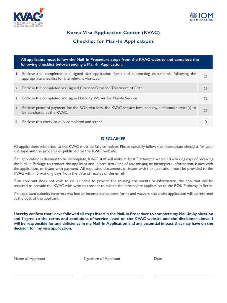 KVAC Mail-In Application Guide | PDF | Travel Visa