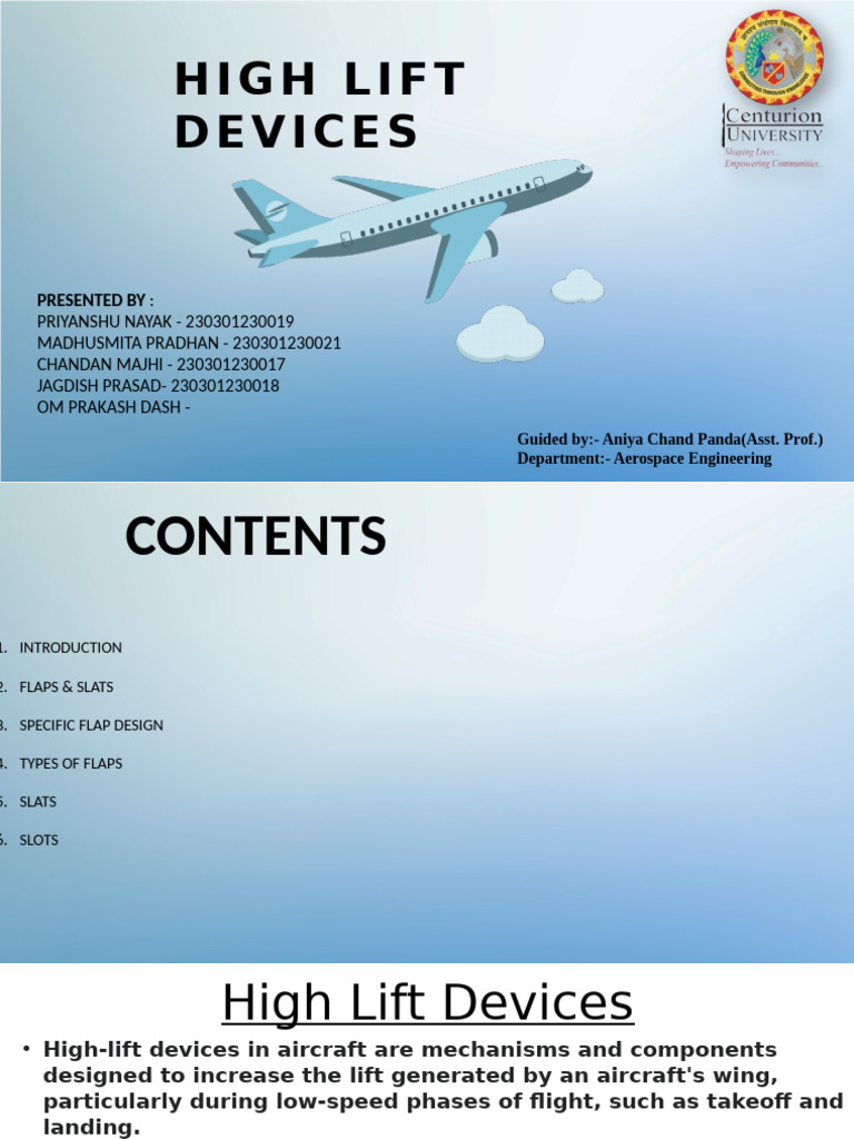 High Lift Devices (Grp-4) - 1 | PDF | Flap (Aeronautics) | Lift (Force)