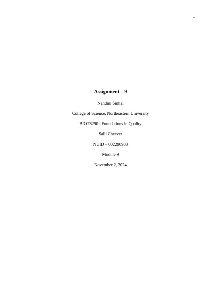 Assignment 9 - Nandini Sinhal | PDF | Quality Management System | Audit