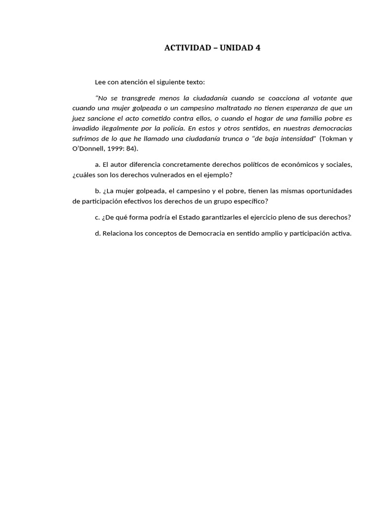 Actividad - Unidad 4 | PDF