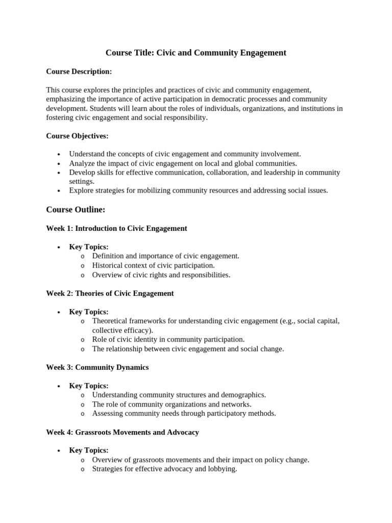 Outline Civic and Community Engagement | PDF | Civic Engagement | Community Outline Civic and Community Engagement | PDF | Civic Engagement | Community