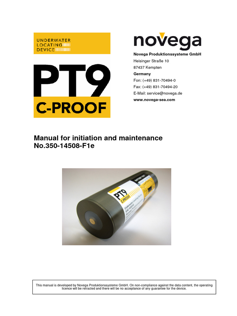 350-14508-F1e Novega PT9 C-PROOF Acoustic Beacon Technical Manual | PDF ...