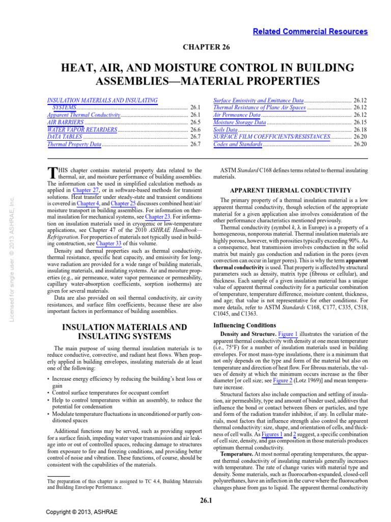 Heat, Air, and Moisture Control in Building Assemblies-Material Properties | PDF | Building ...