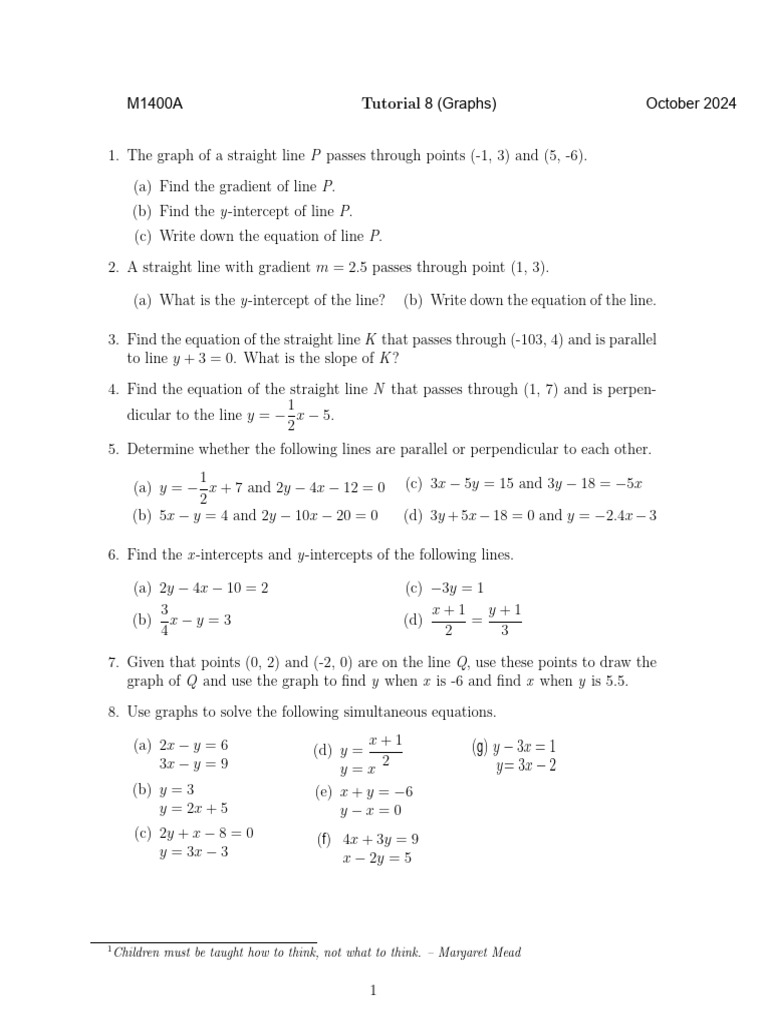 Line Equations and Graph Analysis | PDF