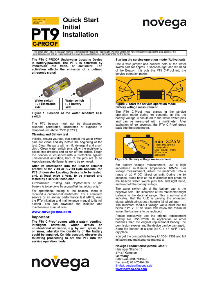 Q-PT9-E-Rev 1 Novega PT9 C-PROOF Acoustic Beacon Quick Start Initial ...